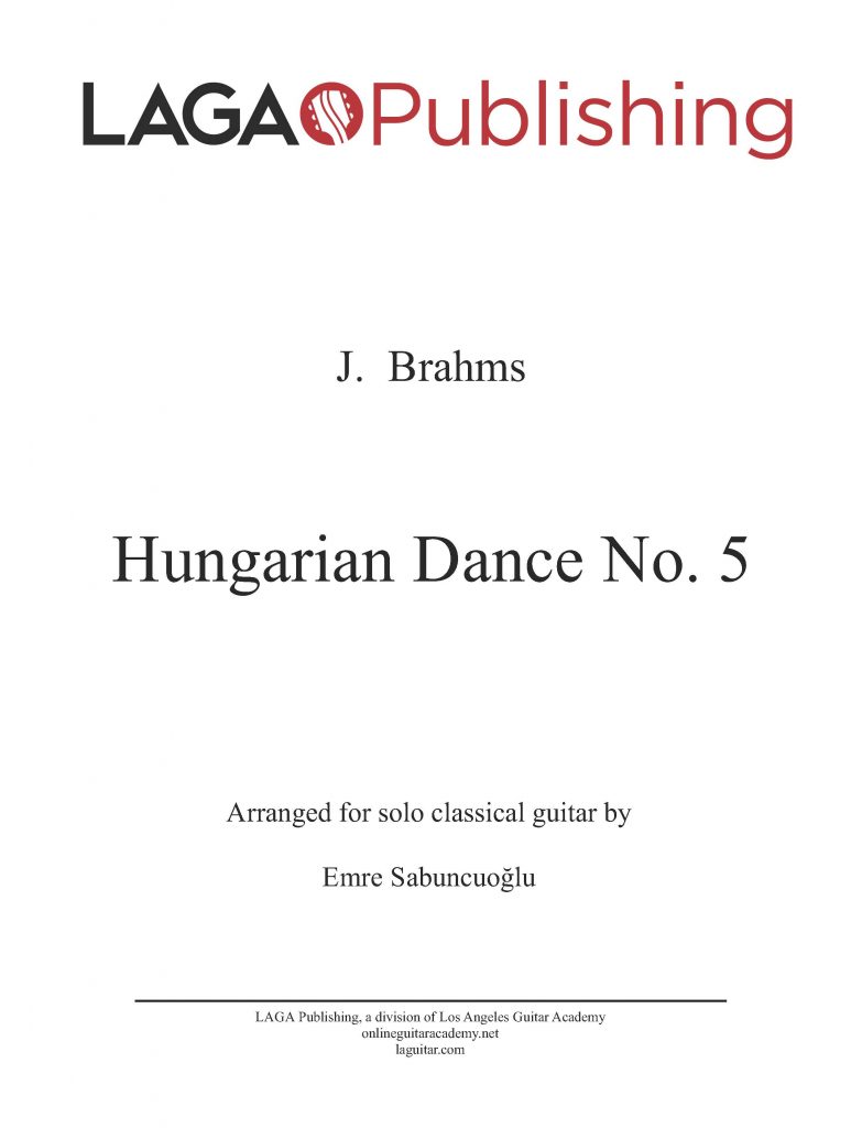 Hungarian Dance No. 5 by Johannes Brahms - Classical Guitar Sheet Music ...